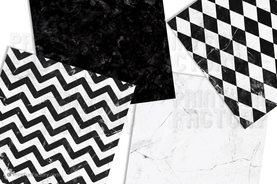 Marble Digital Paper - White Marble Black Marble Background Paper - 12 ...