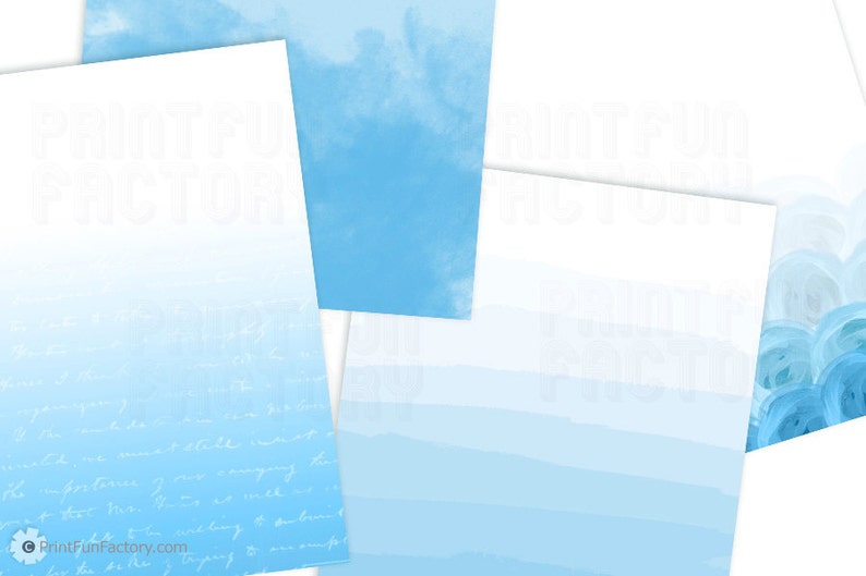 Ombre Digital Paper Blue Ombre Wedding Background 12 - Etsy