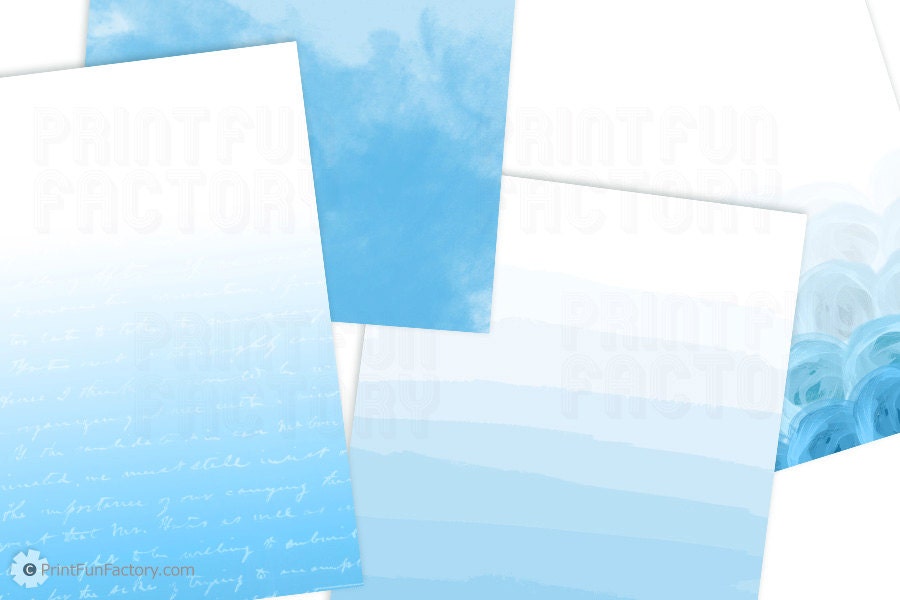 Ombre digital paper blue ombre wedding background 12 | Etsy