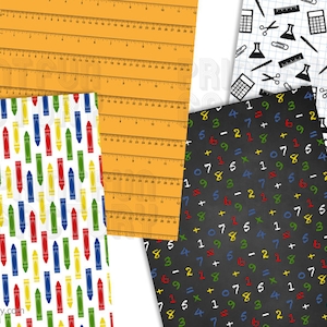 School Digital Paper - Back to School Scrapbook Backgrounds - 12 ...