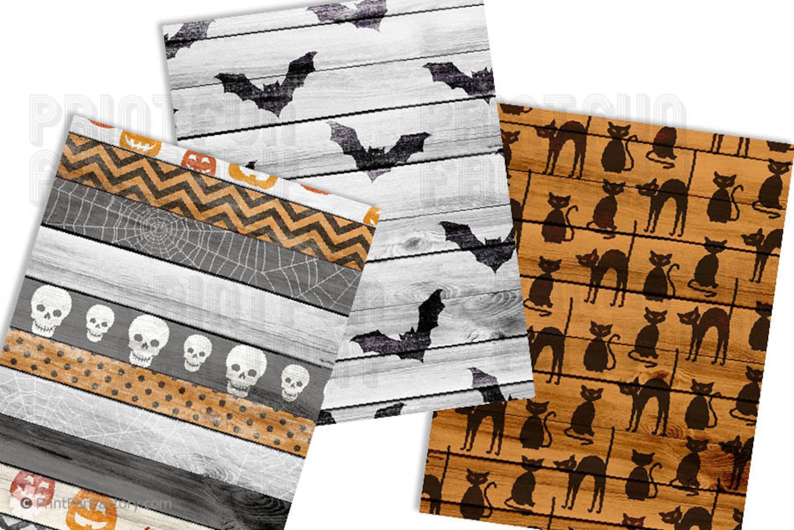 Halloween Digital Paper - 12 Digital Halloween Patterns on Wood Papers ...