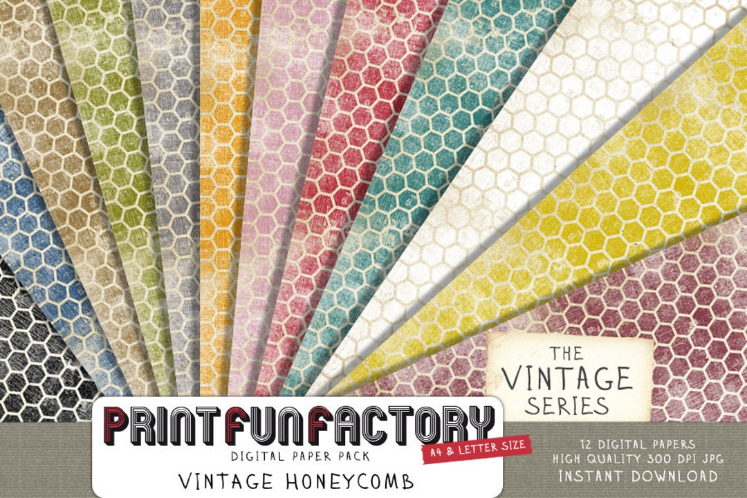 Honeycomb Digital Paper - Vintage Honeycomb Distressed Scrapbook Paper ...