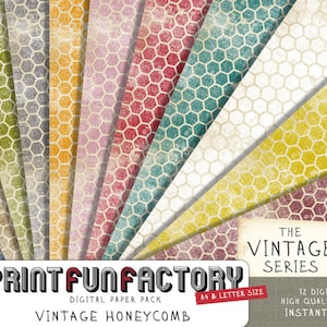 Honeycomb Digital Paper - Vintage Honeycomb Distressed Scrapbook Paper ...