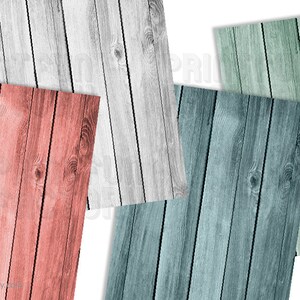 Wood Digital Paper - Color Wood Teal Coral White Wood Background - 12 ...