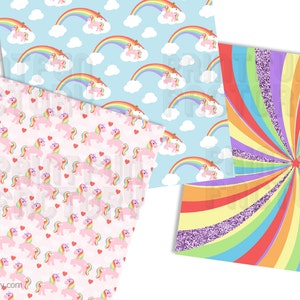 Unicorn Digital Paper - Unicorn Rainbow Glitter Background Paper - 12 ...