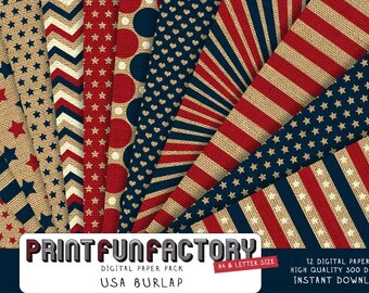 USA Digital Paper United States Wood American Flag Colors 12 Digital ...