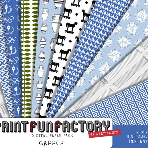 Greek Digital Paper Greece Scrapbook Background Paper 12 - Etsy