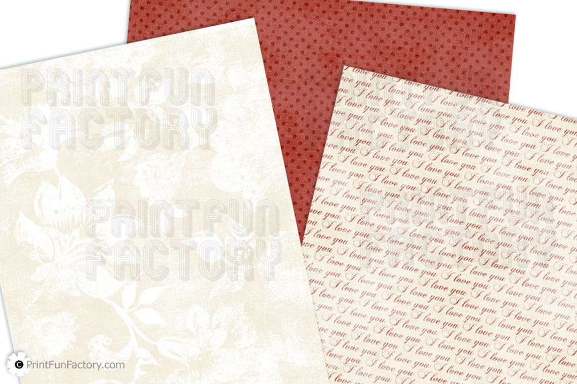 Valentine digital paper Vintage Valentine scrapbook | Etsy