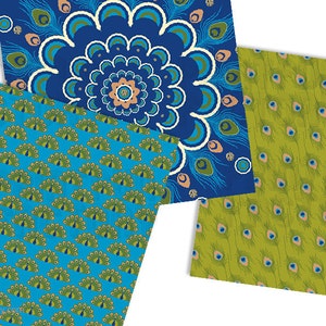 Peacock Digital Paper - Peacock Background Paper - 12 Digital Papers ...