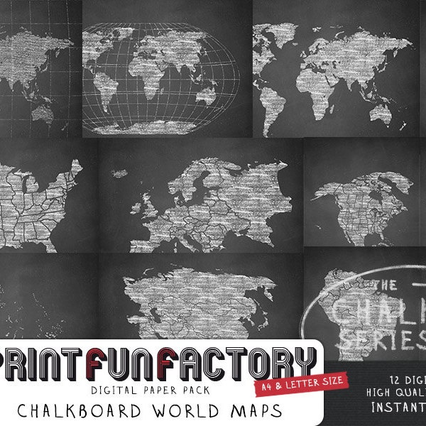 Chalkboard Map - Etsy