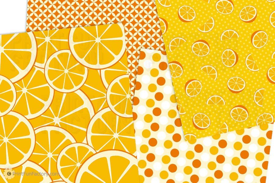 Oranges Digital Paper - Fruit Background Sunny Orange Dots Patterns ...