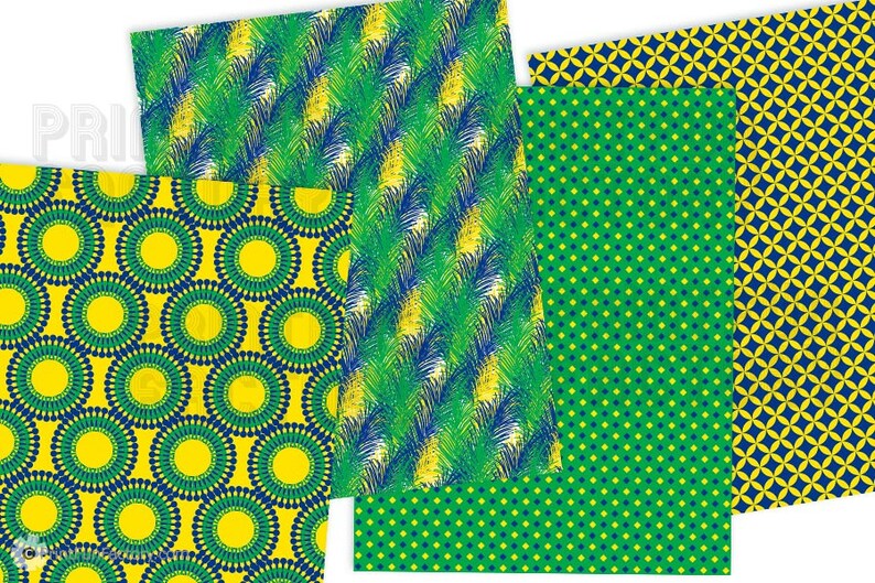 Brazil Digital Paper - Brasil Colors Scrapbook Background Paper - 12 ...