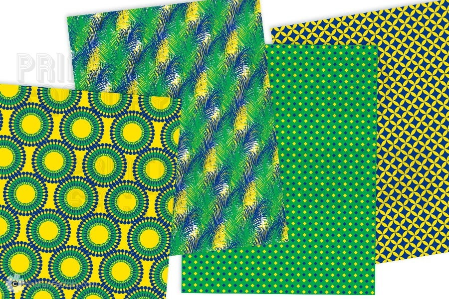 Brazil Digital Paper - Brasil Colors Scrapbook Background Paper - 12 ...