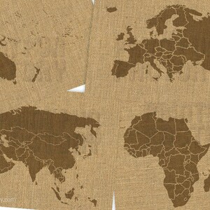 World Maps Digital Paper Maps of the World Burlap - Etsy