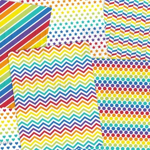 Rainbow Digital Paper - Colors of the Rainbow Patterns - 12 Digital ...