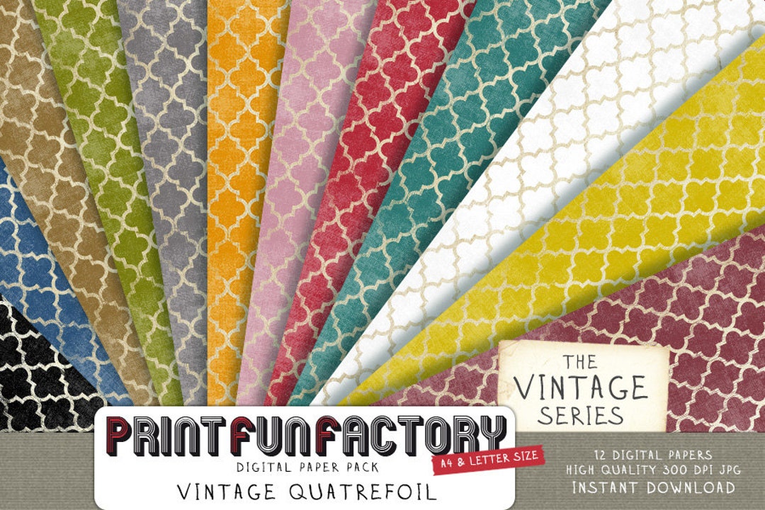 Quatrefoil Digital Paper - Vintage Distressed Moroccan Quatrefoil ...