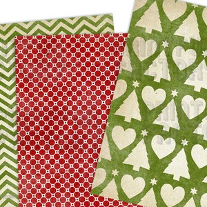Christmas Digital Paper Red Green Vintage Christmas Scrapbook ...