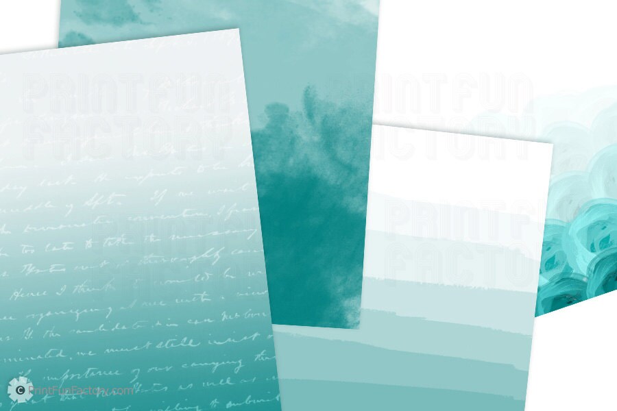 Ombre digital paper teal ombre wedding background 12 | Etsy