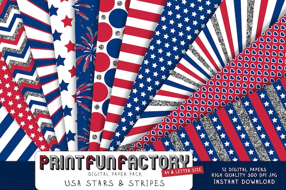 USA Digital Paper United States Stars Stripes Patriotic - Etsy