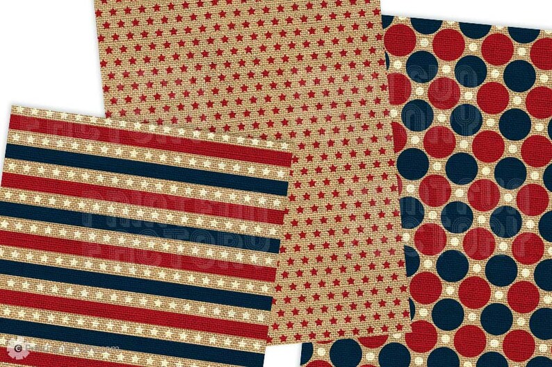 USA Digital Paper United States Burlap American Flag Colors | Etsy