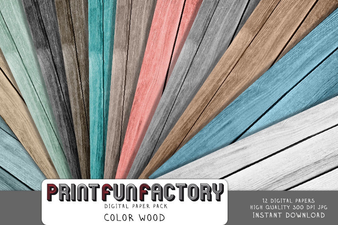 Wood Digital Paper - Color Wood Teal Coral White Wood Background - 12 ...