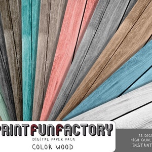 Wood Digital Paper - Color Wood Teal Coral White Wood Background - 12 ...
