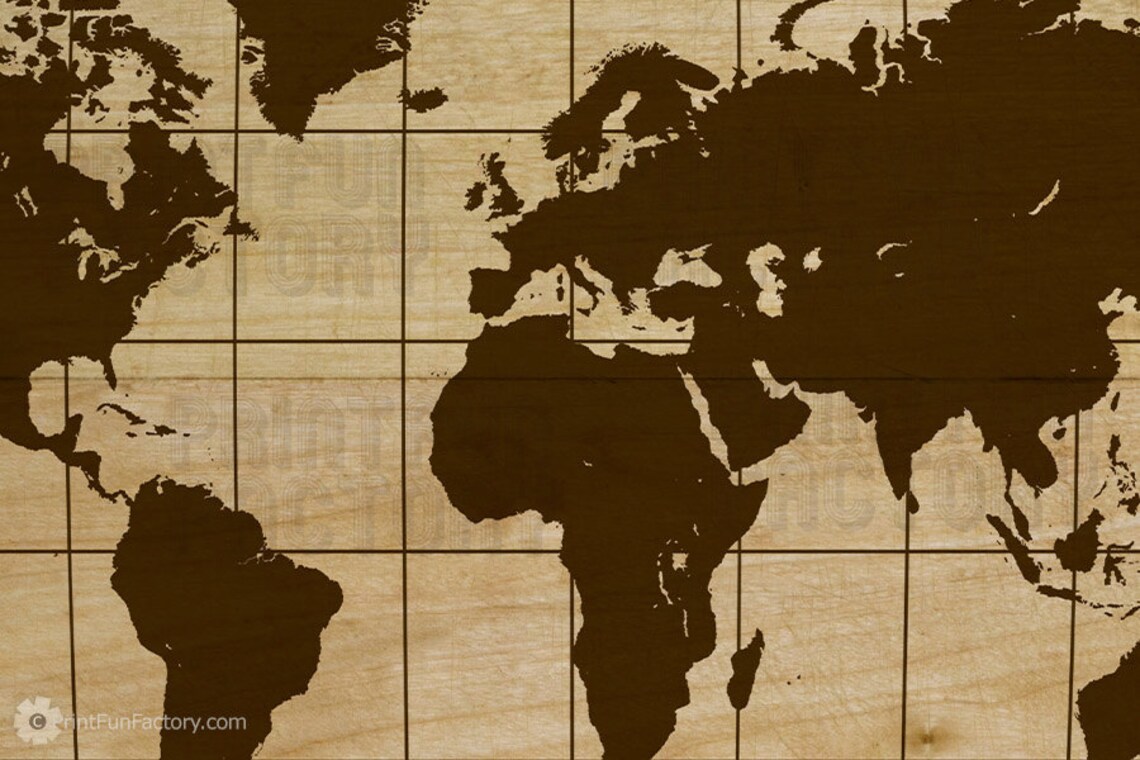 World Maps Digital Paper Maps on Wood Background 12 | Etsy