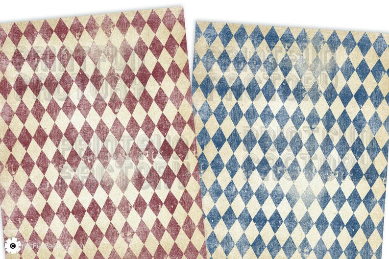 Harlequin Digital Paper Vintage Distressed Diamonds - Etsy
