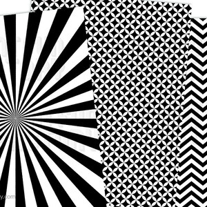 Black & White Digital Paper - Black and White Patterned Backgrounds ...