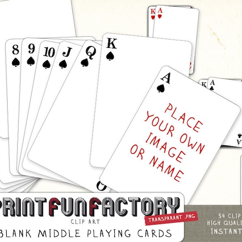 Playing Cards Blank Middle Digital File Customize It - Etsy