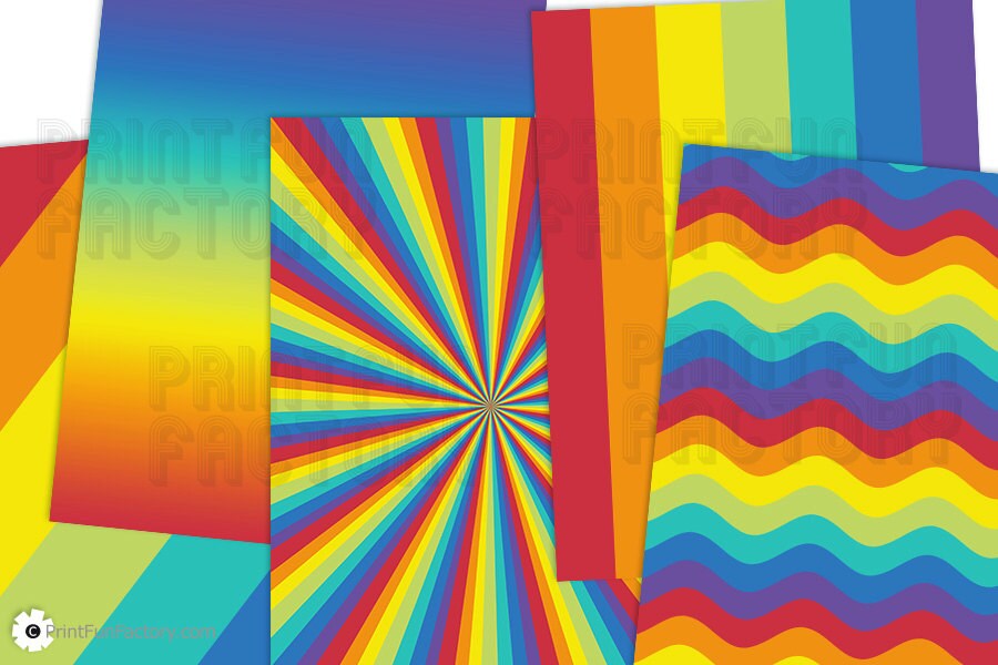 Rainbow Digital Paper Colors of the Rainbow Patterns 12 | Etsy