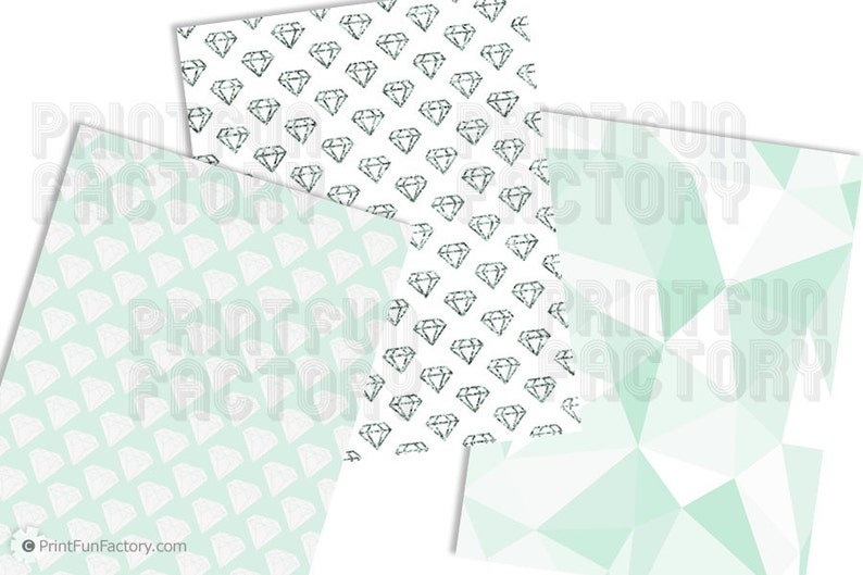 Diamonds Digital Paper Mint Diamonds Pattern Scrapbook - Etsy
