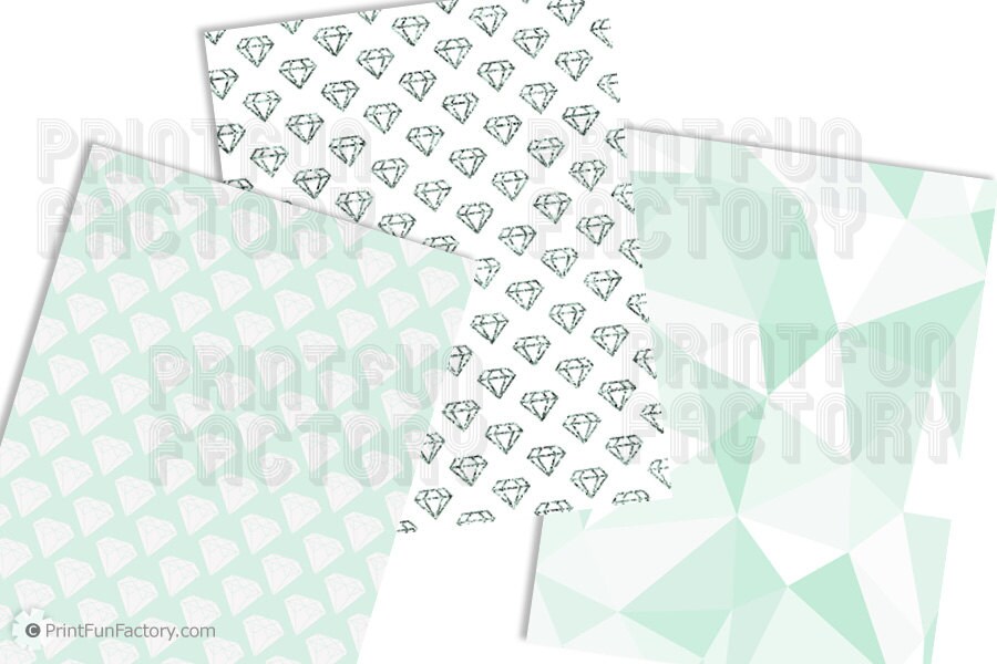 Diamonds Digital Paper Mint Diamonds Pattern Scrapbook - Etsy