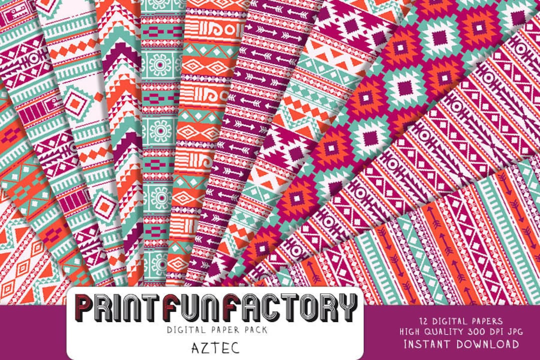 Aztec Digital Paper - Aztec Tribal Pattern Background Paper - 12 ...