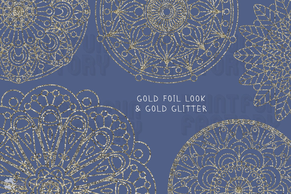 Mandala Digital Clip Art Gold & Glitter Mandalas INSTANT - Etsy
