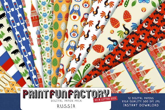 Russia digital paper Russian scrapbook background paper 12 | Etsy