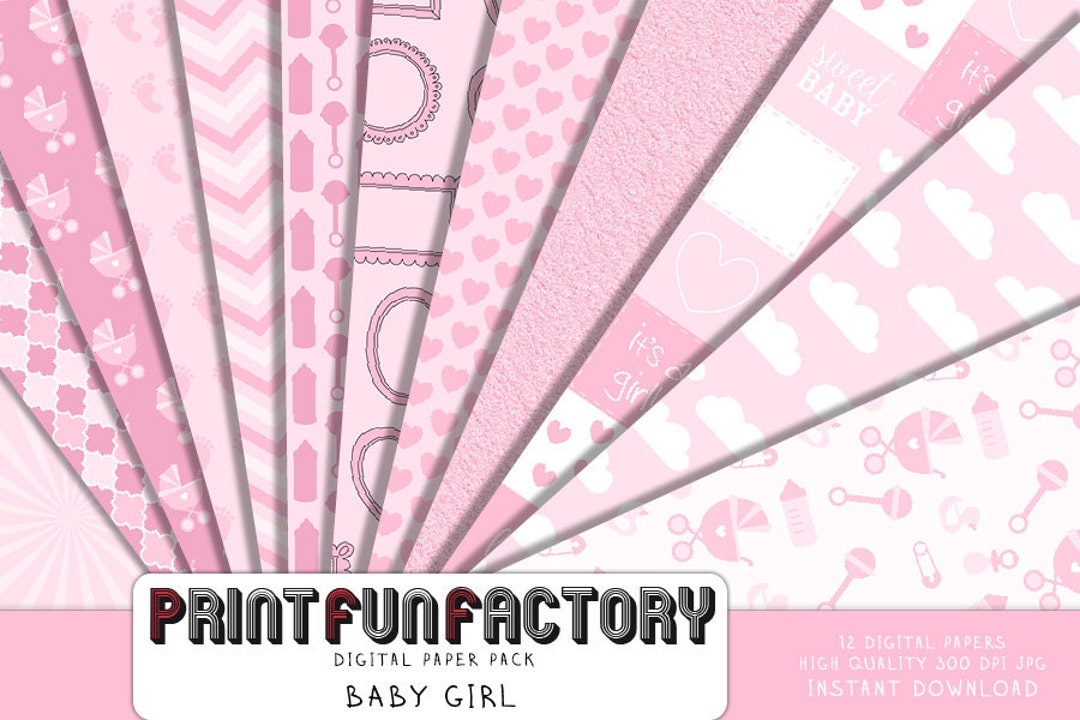 Baby Digital Paper Baby Girl Background Paper 12 Digital Papers 190 ...