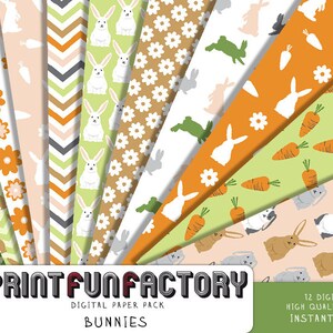 Bunny Digital Paper - Bunnies Digital Background Paper - 12 Digital ...