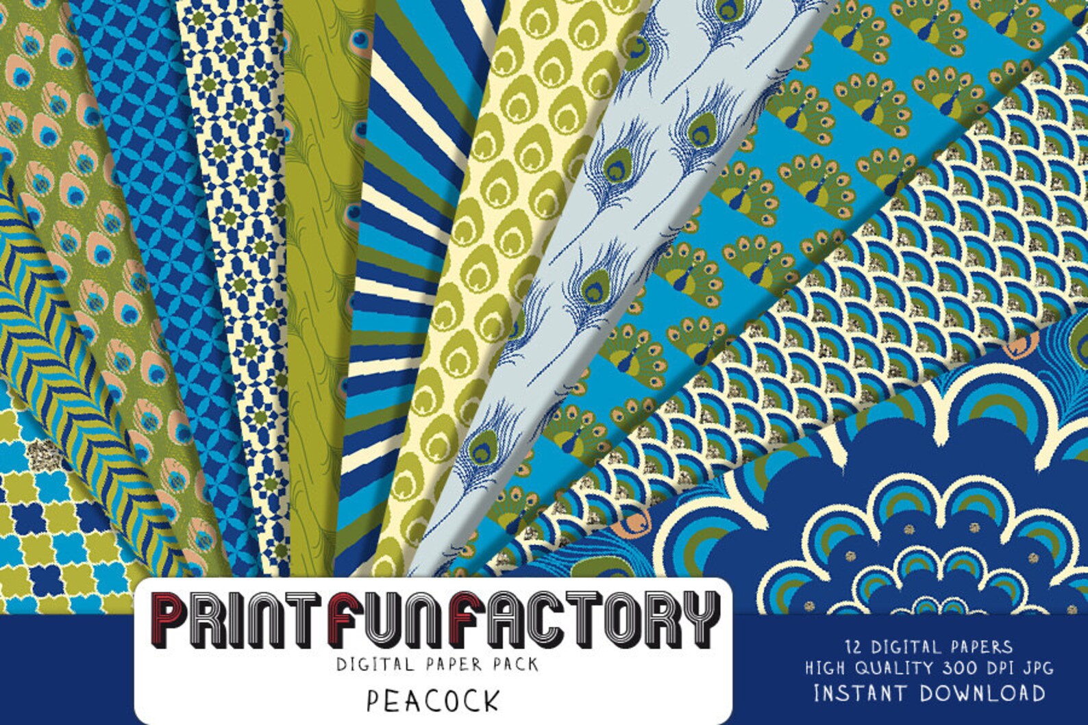 Peacock Digital Paper Peacock Background Paper 12 Digital | Etsy