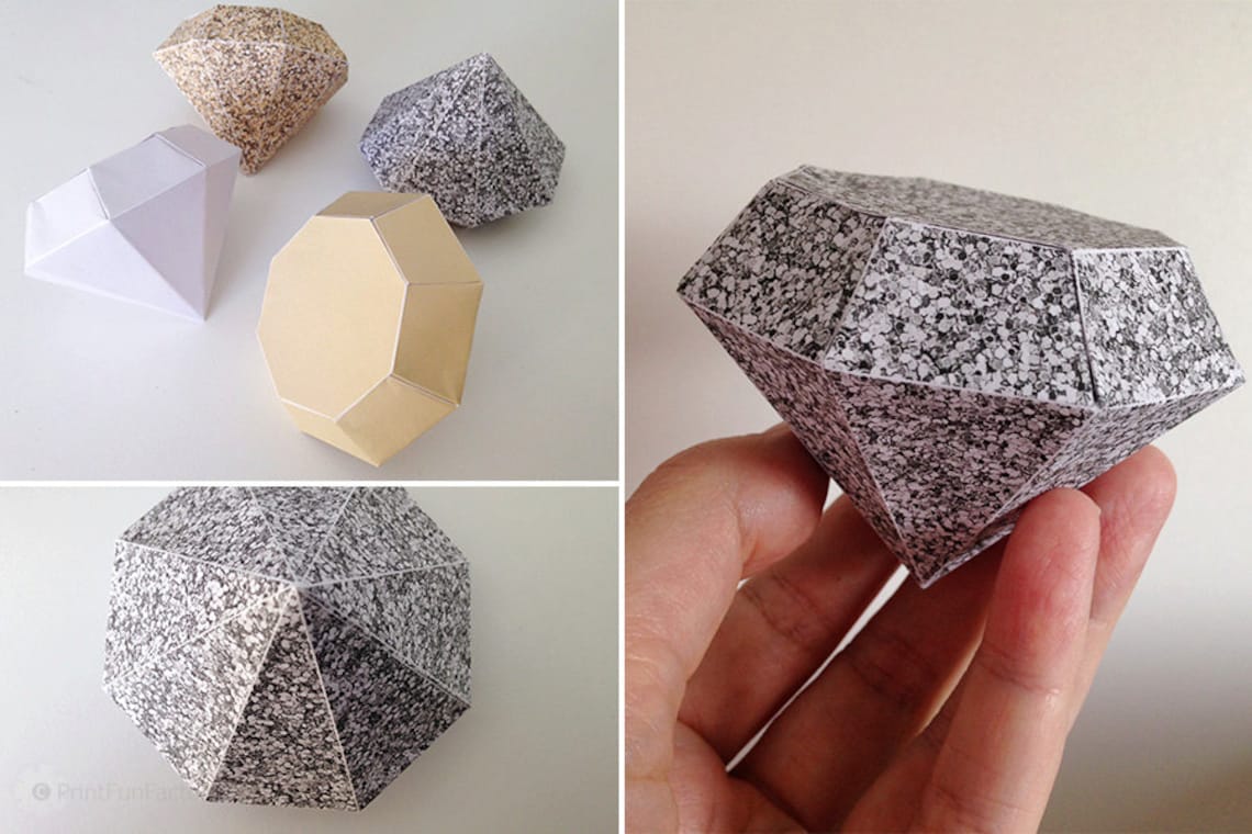 Paper diamonds papercraft Gold & silver D.I.Y. 3D folding | Etsy