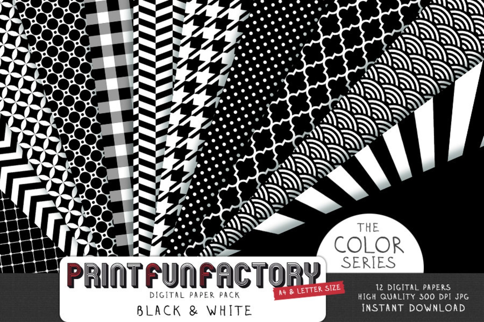 Black & White Digital Paper - Black and White Patterned Backgrounds ...
