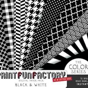 Black & White Digital Paper - Black and White Patterned Backgrounds ...