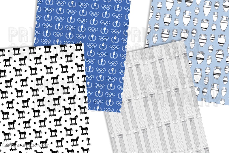 Greek Digital Paper Greece Scrapbook Background Paper 12 - Etsy UK