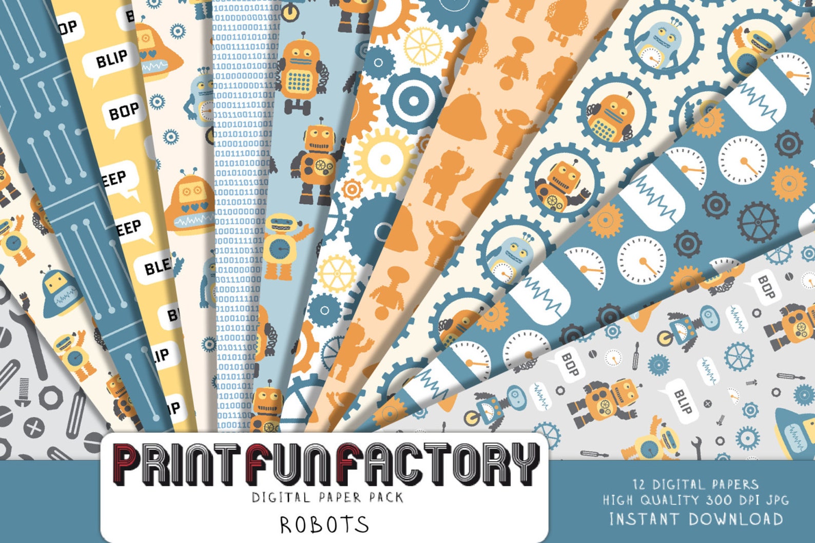 Robots digital paper Robot background paper 12 digital | Etsy