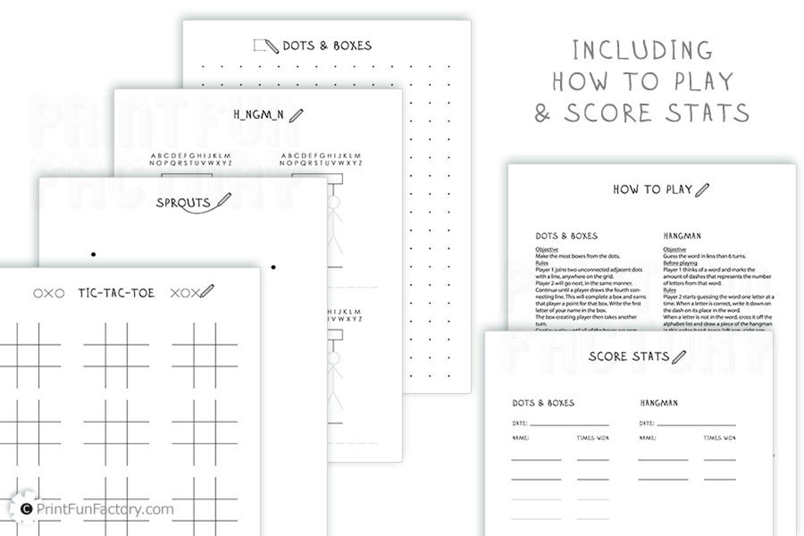 Printable Pen & Paper Games 4 Classic Pen and Paper Games - Etsy