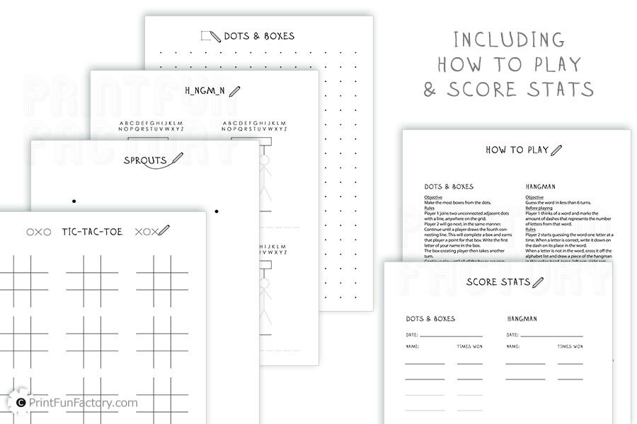 Printable Pen & Paper Games 4 Classic Pen and Paper Games - Etsy