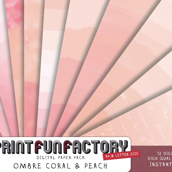 Coral Digital Paper - Etsy