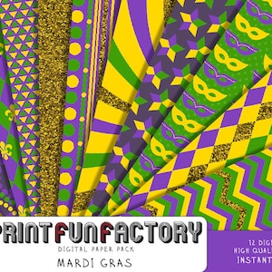 Mardi Gras Digital Paper - Carnival Mardi Gras Background Paper - 12 ...