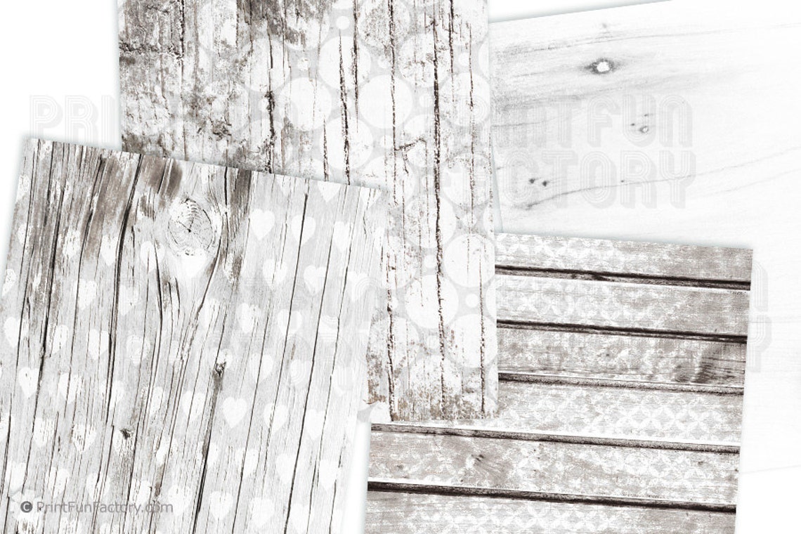 White Wood Digital Paper White Wash Pattern Distressed Wood | Etsy