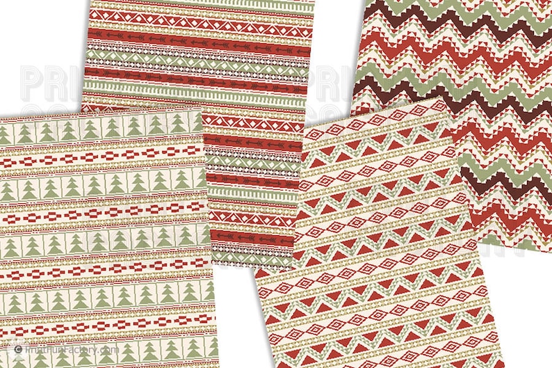 Aztec Christmas Digital Paper Christmas Aztec Tribal Pattern | Etsy
